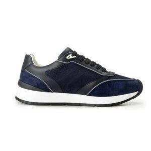 Versace | Shoes | Versace Mens Blue Logo Embroidery Suede Leather ...